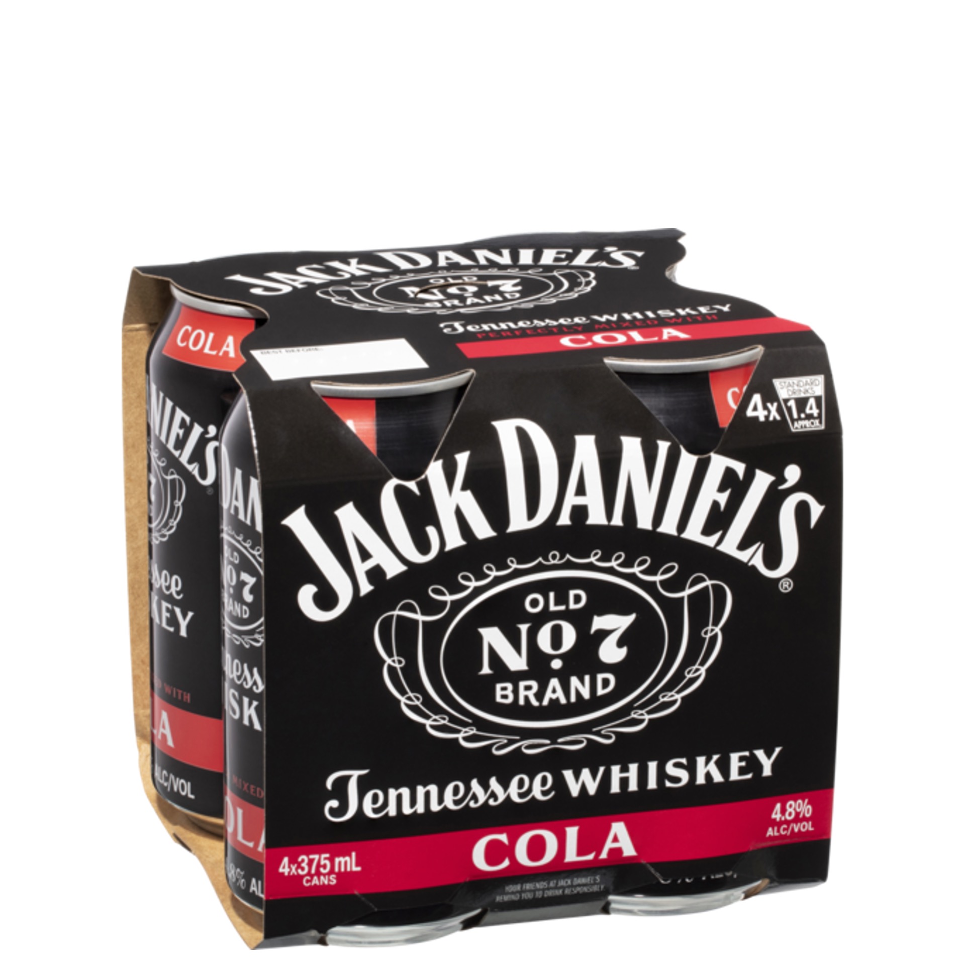 Jack Daniel's & Cola Can 375ml x 4 - Barrelhouse Cellars